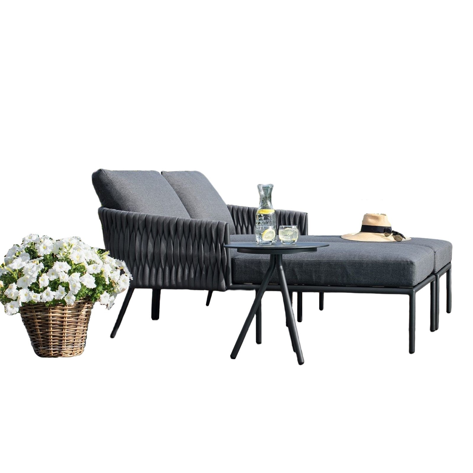 TY002 Rope Weaving Outdoor Double Sun Lounger Set - Buy Sun Lounger Set ...